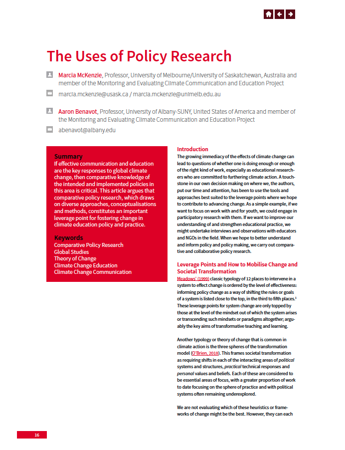 The Uses of Policy Research - MECCE